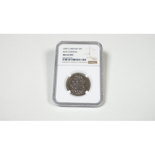 Kew Garden 2009, 50 Pence Graded MS 63 DPL