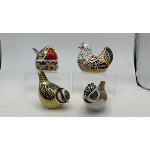 4 Royal Crown Derby Birds - Chips On Beaks & Crown