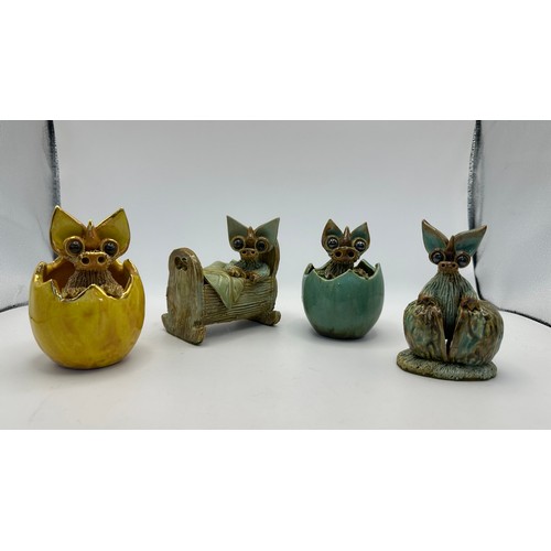 4 Yare Pottery Dragon Figures - 4" Tall