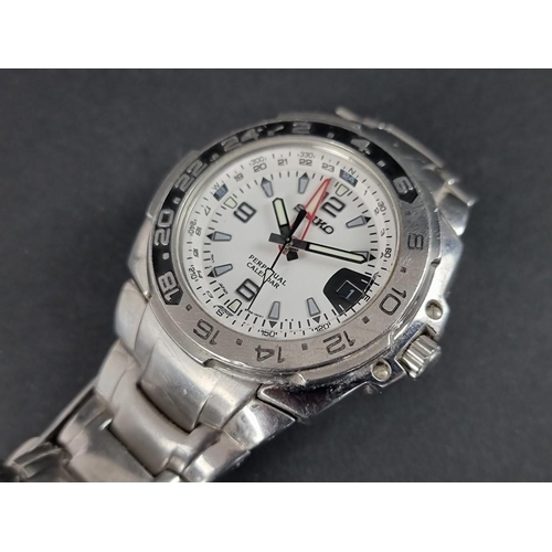 A 1990s Seiko GMT perpetual calendar stainless steel quartz wristwatch ...