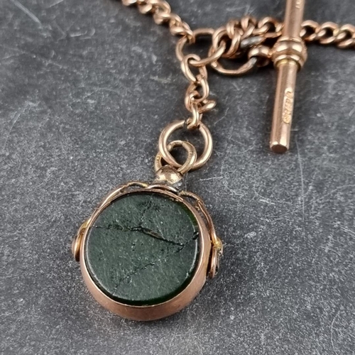 A yellow metal double Albert graduated curb link watch chain, each link ...