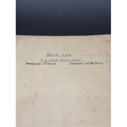 A WWII Royal Navy Deck log book, for R.N Camp Glen Holt, 20th August ...
