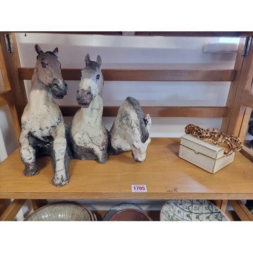 Studio Pottery: a raku sculpture of three horse heads, by Keza Rudge ...