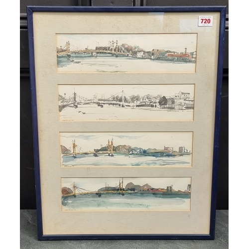 720 - KATE DICKER: Chelsea Bridge: four watercolours mounted together ...