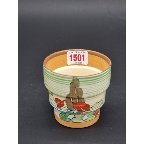 A Clarice Cliff stepped fern pot, shape 416, 9cm high.