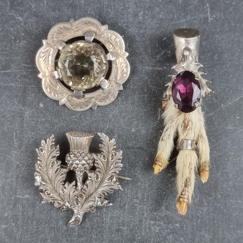 A Victorian Scottish silver thistle brooch, by J M C, Edinburgh 1883 ...