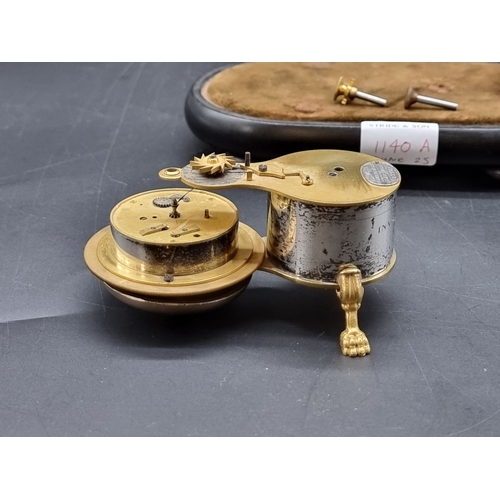 A rare 19th century gilt brass and silver plated alarm clock fragment ...