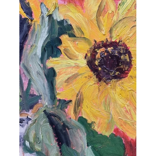 Winifred Turner, still life of sunflowers, signed, oil on canvas, 60 x ...
