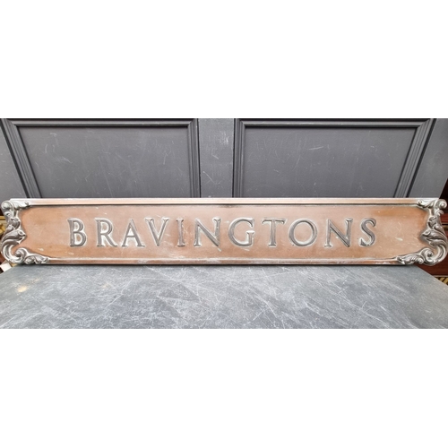 Advertising: a 'Bravingtons' copper shop sign, 129.5cm wide.Bravingtons ...