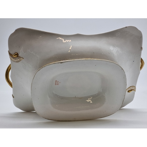 A 19th century Spode twin handled comport, painted pattern No.2956, 32.5cm wide.