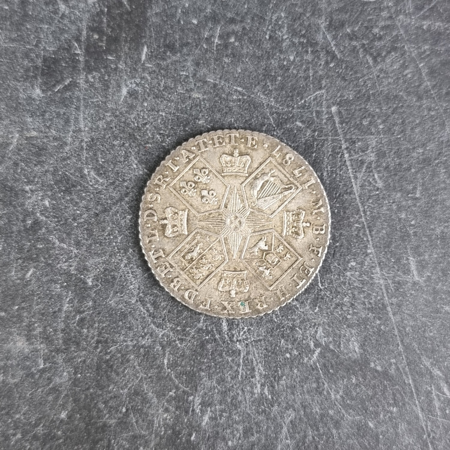Coins: UK, a George III 1787 silver shilling, (no stops at date).