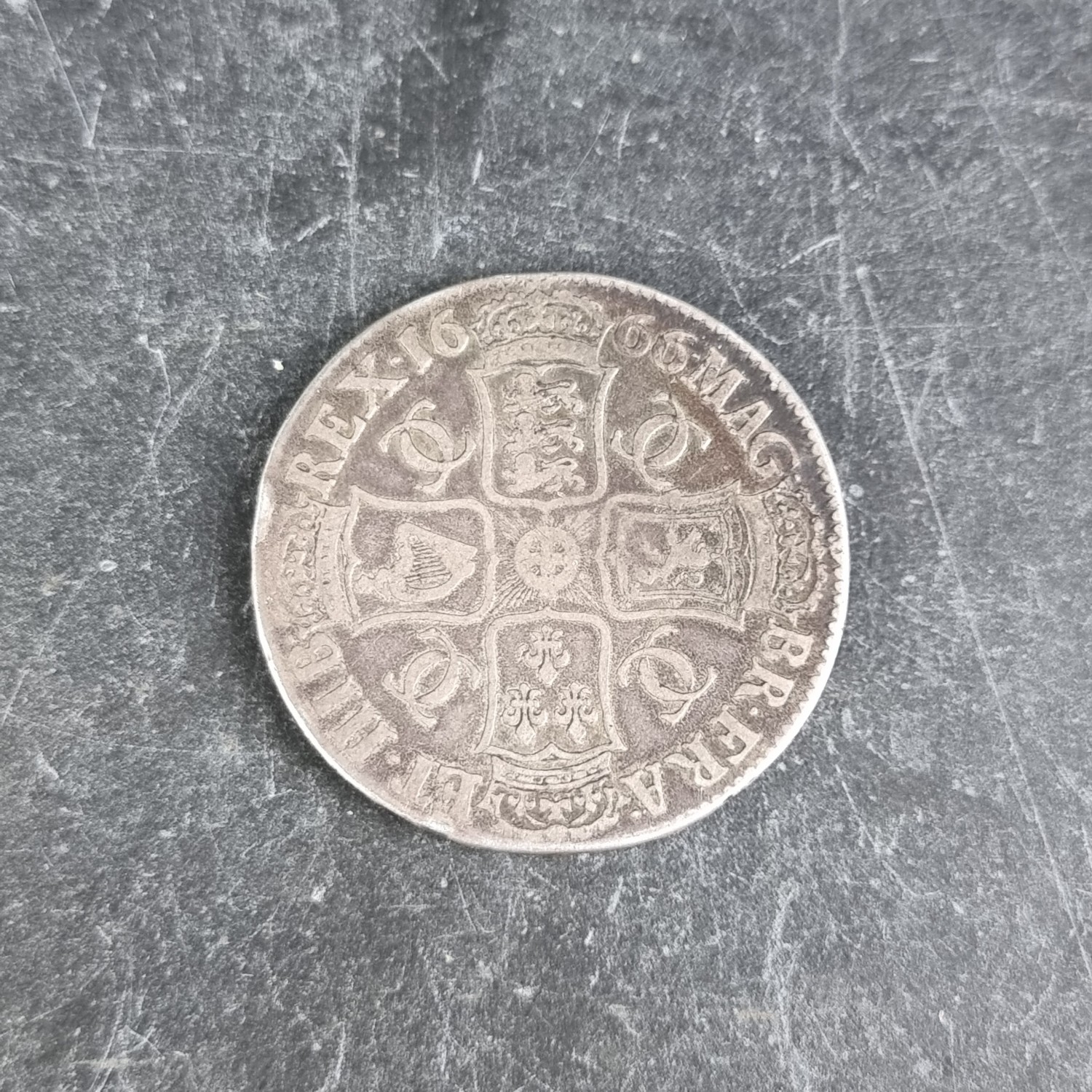 Coins: UK, a Charles II 1666 silver 'Elephant' crown, second bust ...