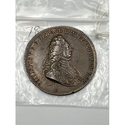 A 1703 Spanish Netherlands Brabant Ducation .750 graded silver coin Dia ...