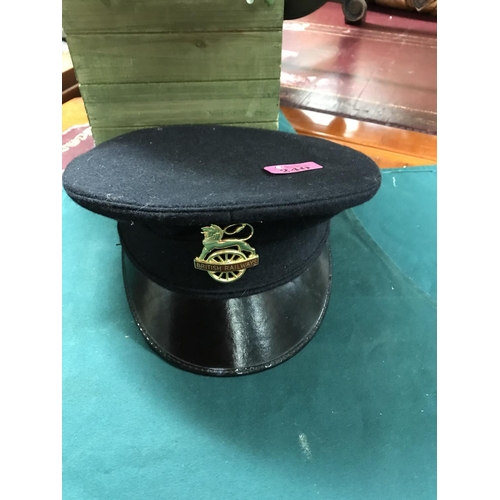 VINTAGE RAILWAY CAP WITH BRITISH RAILWAYS CAP BADGE TO FRONT