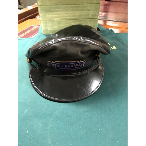 VINTAGE RAILWAY CAP WITH BRITISH RAILWAYS BADGE TO FRONT