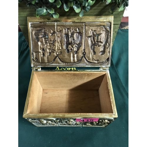 LOVELY DECORATIVE BRASS CIGARETTE BOX BY PEERAGE