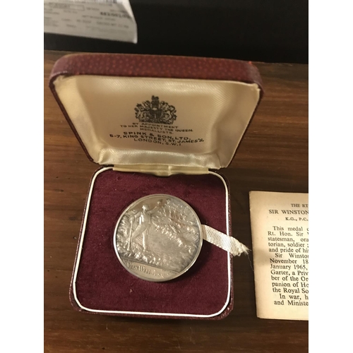 CASED SPINK & SON SIR WINSTON CHURCHILL COMMEMORATIVE SILVER COIN