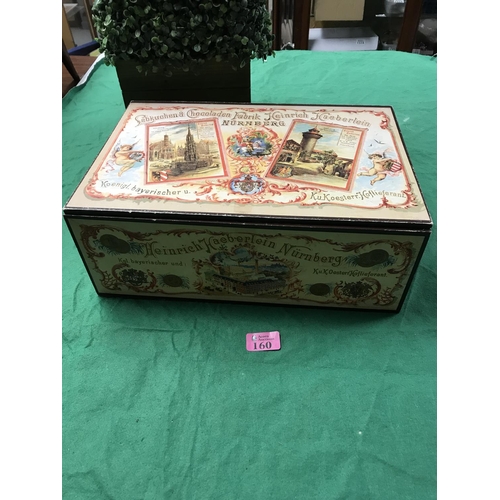 PRETTY GERMAN CHOCOLATE BOX WITH A SELECTION OF COMMEMORATIVE MUGS ETC ...