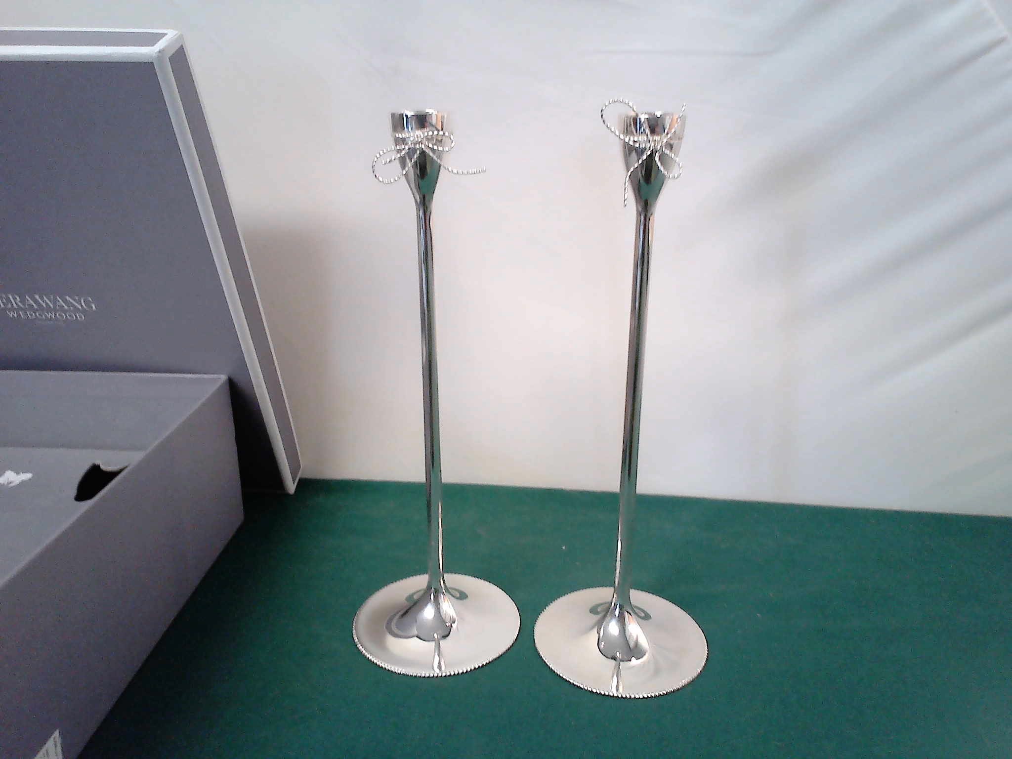 BOXED WEDGWOOD VERA WANG CANDLE STICKS