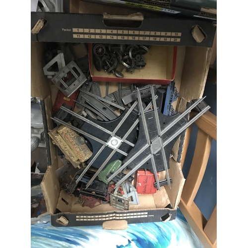 2 X LARGE BOXES OF VINTAGE MODEL RAILWAY ITEMS INC BUILDINGS, TRACK ...