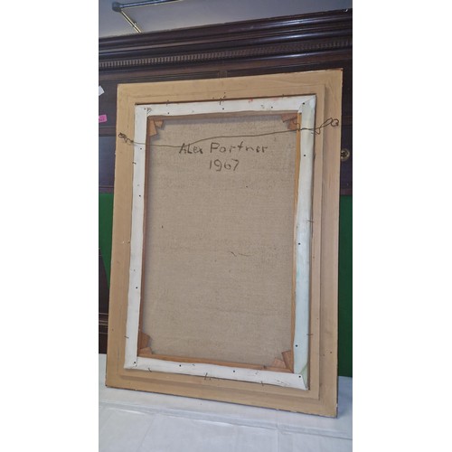 LARGE OIL ON CANVAS - SIGNED ALEX PORTNER DATED 1967 - 65CMS X 90CMS ...