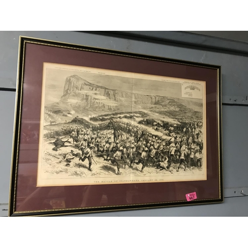 FRAMED & GLAZED EARLY BLACK & WHITE LITHOGRAPH - 64CMS X 47CMS