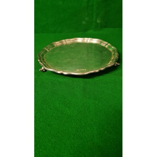 LOVELY ANTIQUE HALLMARKED SILVER SALVER OF DODECAGON FORM WITH PIE ...