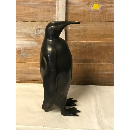 VERY VERY HEAVY LARGE COLOURED BRASS PENGUIN - STANDS - 42CMS