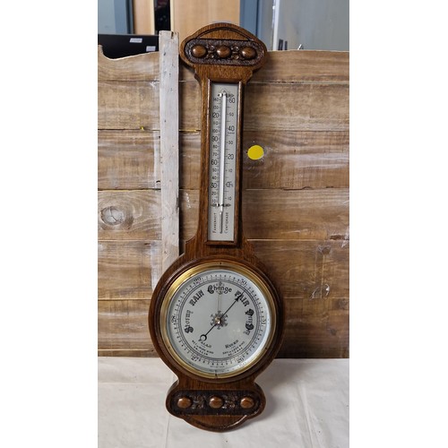 VINTAGE BRITISH MADE BAROMETER - STANDS 66CMS H - DUE TO MERCURY FILLED ...
