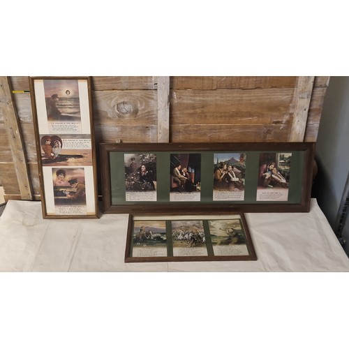 3 X FRAMED & GLAZED WW1 MILITARY RELATED SETS OF EARLY BAMFORTH POSTCARDS