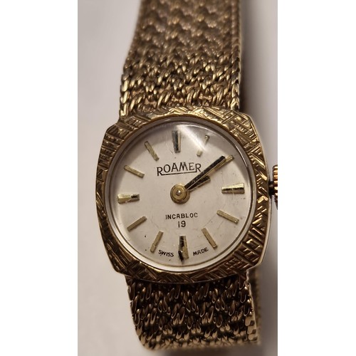 LOVEY VINTAGE 9CT GOLD "ROMER" INCABLOC 19 SWISS MADE WATCH & 9CT GOLD ...