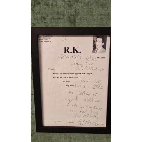 VERY INTERESTING ORIGINAL FRAMED & GLAZED REG KRAY LETTER FOM HMP ...