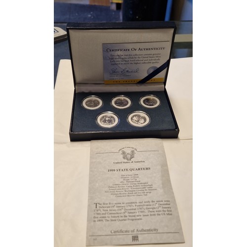 FRANKLIN MINT BOXED SET OF 1999 AMERICAN STATE QUARTERS