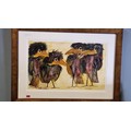 LARGE FRAMED & GLAZED ORIGINAL OIL ON PANEL BY ROZ BELL "THE BEATLES ...