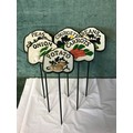 LOVELY COLLECTION OF COLOURFUL METAL GARDEN VEGETABLE SIGNS - 33CMS LONG