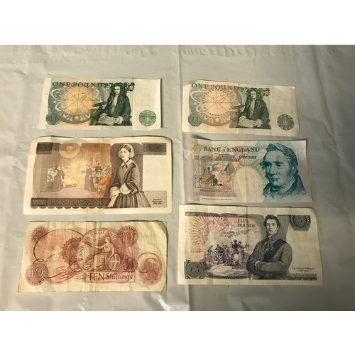 6 X VINTAGE BRITISH BANK NOTES