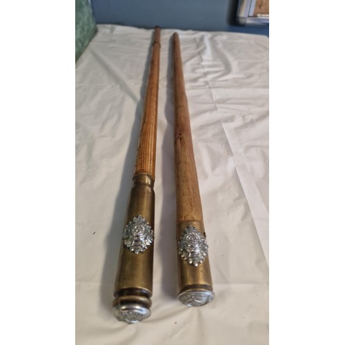 2 X TRENCH ART SWAGGER STICKS - TOPS ARE BULLET CASINGS WITH BUTTON ...