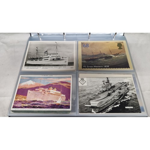 ALBUM OF 122 X VARIOUS SHIP POSTCARDS