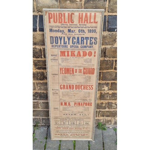 FRAMED & GLAZED POSTER DATED 6TH MARCH 1899 OPERA COMPANY FOR THE ...