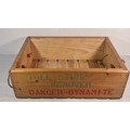 VINTAGE WOODEN DYNAMITE CRATE - 38CMS X 27CMS X 13CMS H