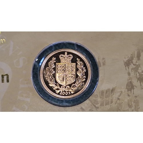FULL 22CT GOLD BULLION SOVEREIGN DATED 2002 CREATED BY TIMOTHY NOAD ...