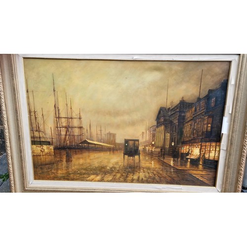 VERY LARGE FRAMED OIL ON CANVAS SIGNED BY ARTIST R BOWLER - 70CMS X ...