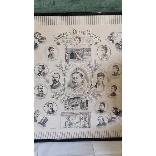 LARGE FRAMED & GLAZED MATERIAL COMMEMORATIVE ITEM FOR THE JUBILEE OF ...