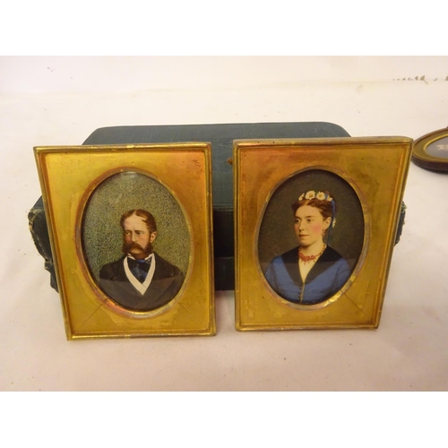 A pair of miniature portraits in gilt frames, George Colthurst ...