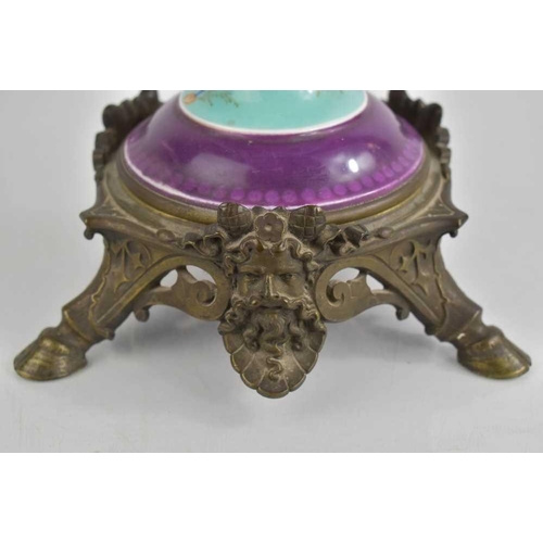 A 19th century Hinks Lever no2 porcelain and gilt metal oil lamp ...