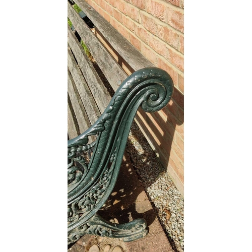 A Victorian Falkirk Royal Parks bench with roll top, having two cast ...