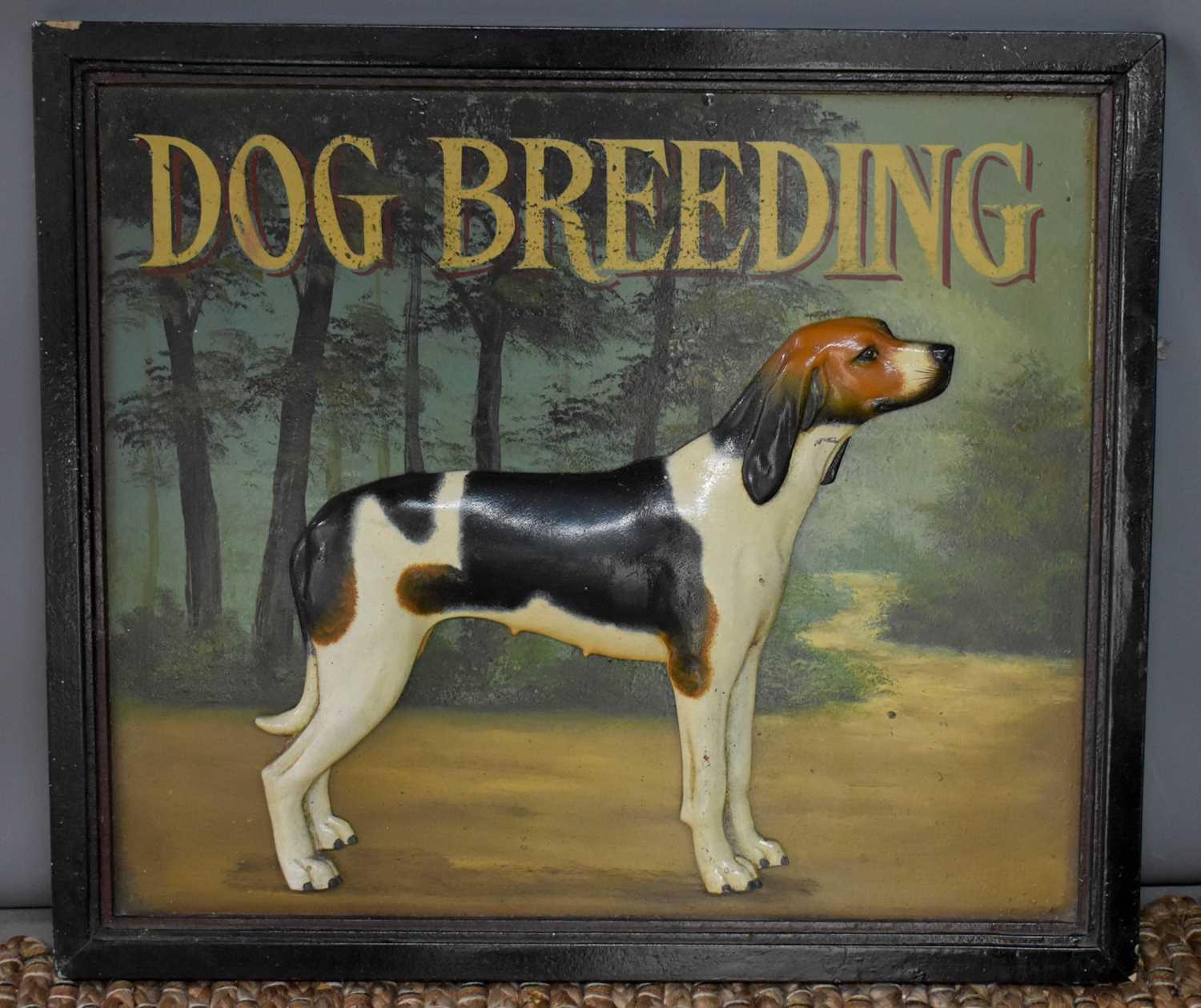 An antique style 'Dog Breeding' advertising sign, the beagle modelled ...