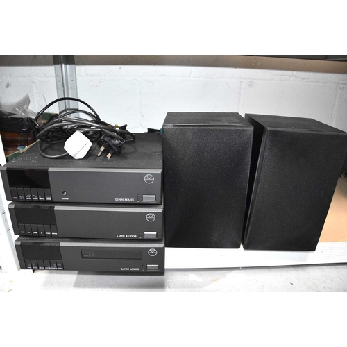 A Linn Hi-Fi system comprising of a Linn Majik integrated amplifier, Linn Kudos FM/AM tuner, Linn Mi