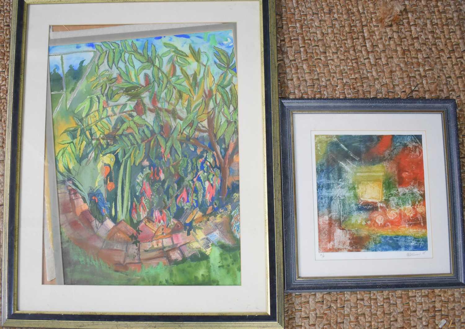 A pastel painting in the manner of Marion Bond of an abstract garden ...