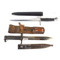 A Swiss 1896 pattern knife bayonet and scabbard, the ricasso marked E.J ...